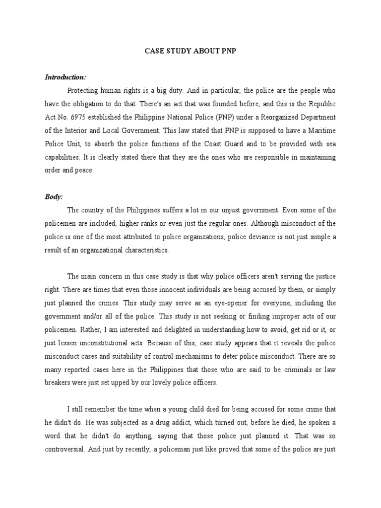 A. Case Study About PNP | PDF | Police | Police Officer