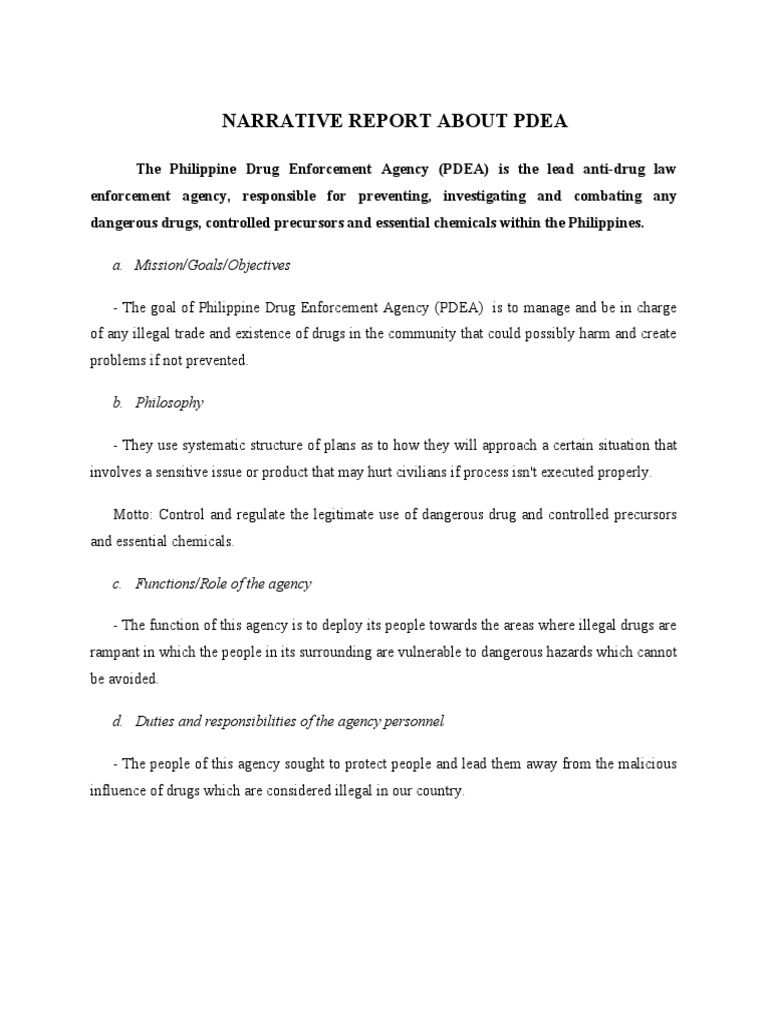 B. Narrative Report About Pdea | PDF | Philippines