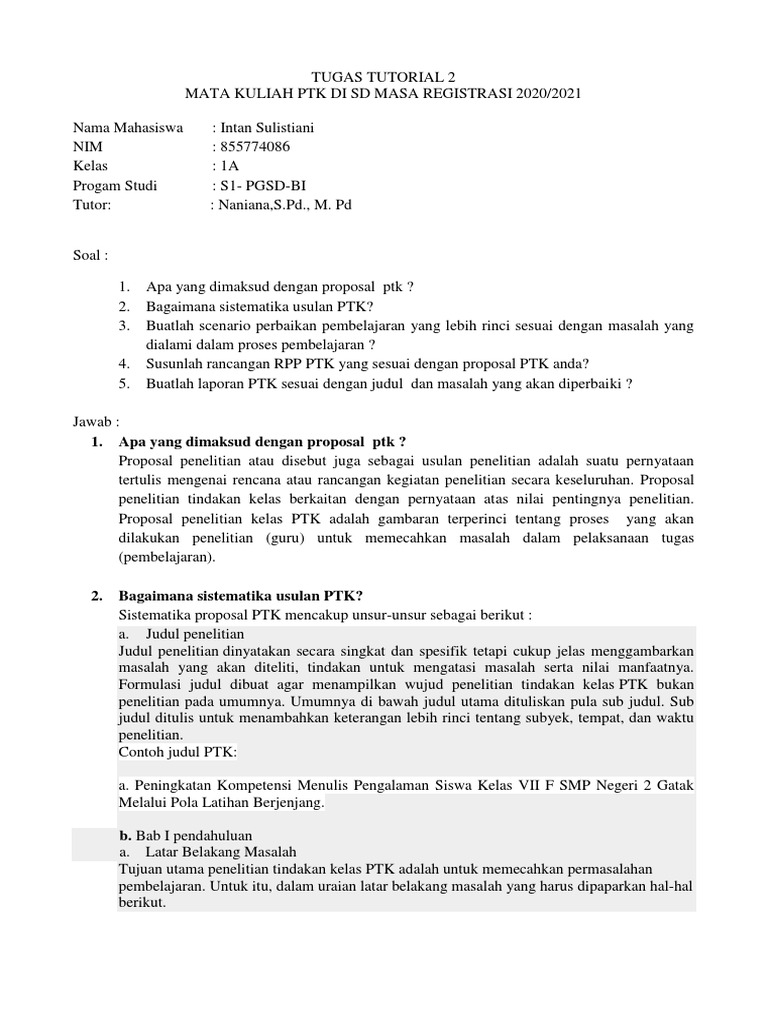 Tugas Tutorial 2 PTK | PDF | Karier & Perkembangan | Seni