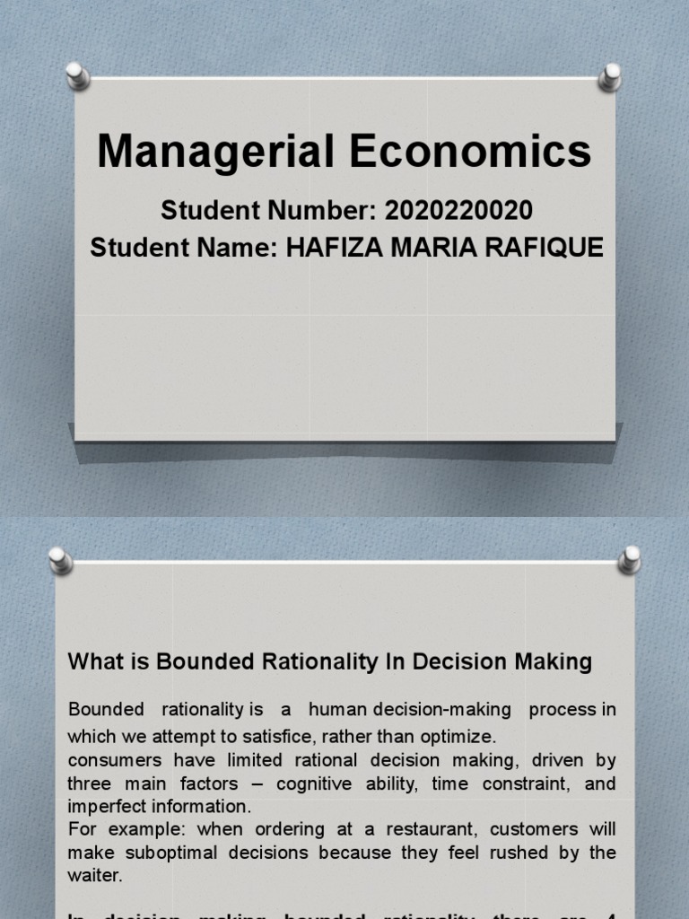 Managerial Economics: Student Number: 2020220020 Student Name: Hafiza ...