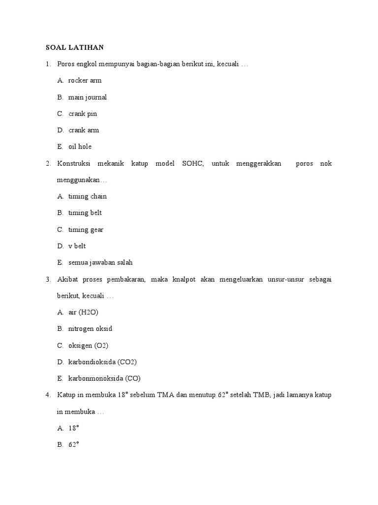 Soal Latihan 12 TKR PMKR 20-40 | PDF
