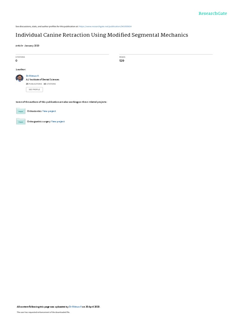 Individual Canine Retraction Using Modified Segmental Mechanics | PDF ...