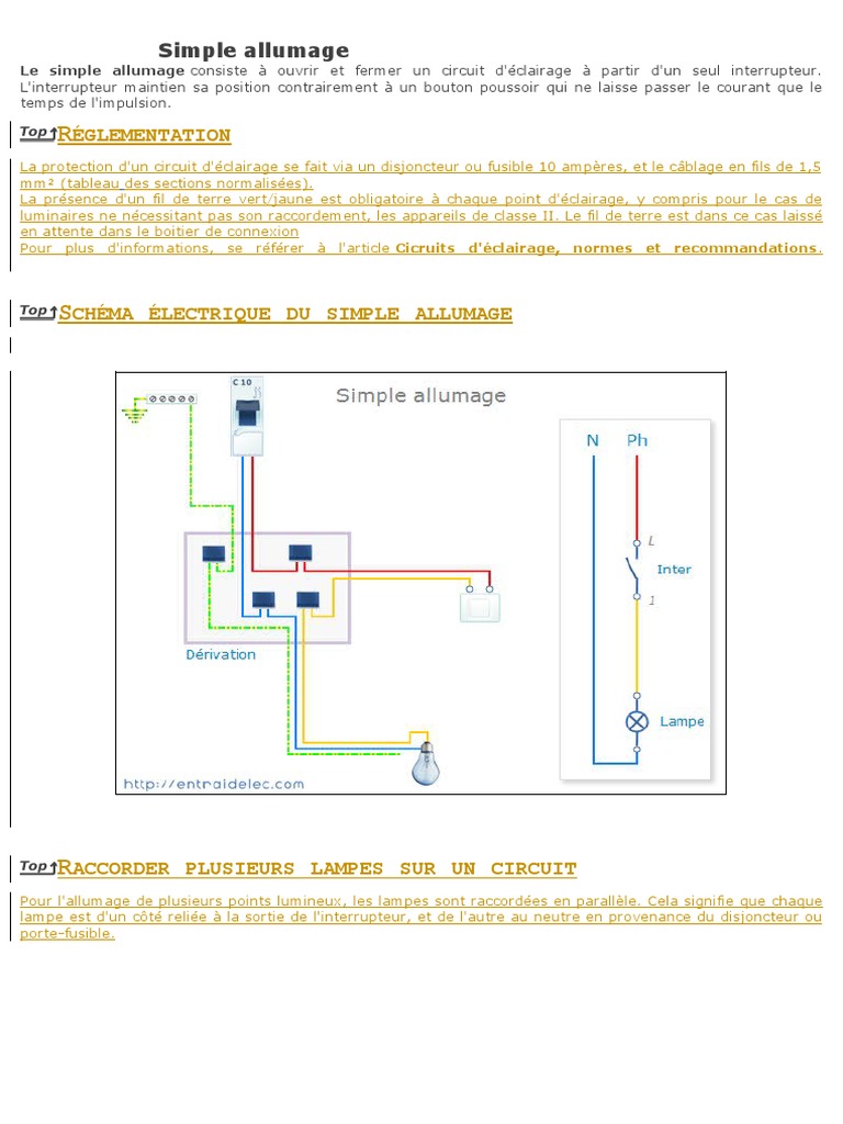 Schéma de Câblage Simple Allumage | PDF | Interrupteur | Énergie électrique