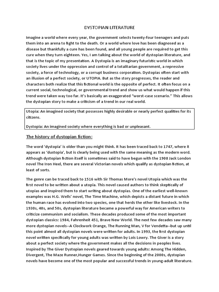 Dystopian Literature | PDF | Dystopia | Utopian And Dystopian Fiction