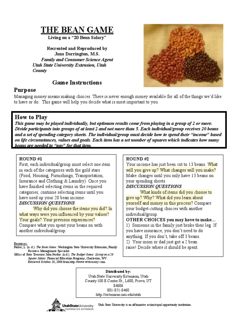 Seminar 6 MICROECONOMIE The Bean Game | PDF | Saving | Money