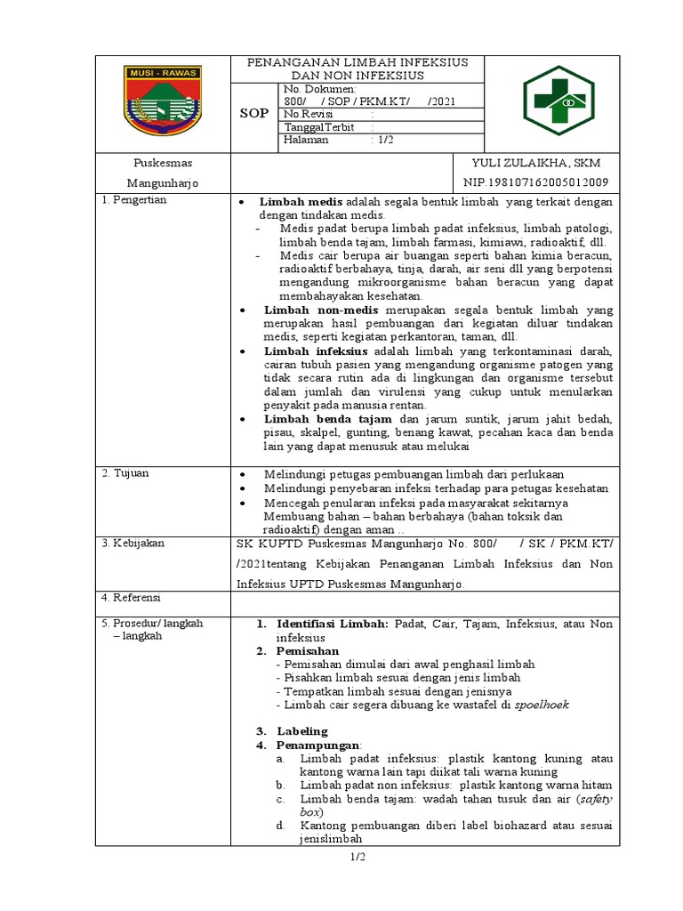 Penangan Limbah Infeksius Dan Non Infeksius | PDF