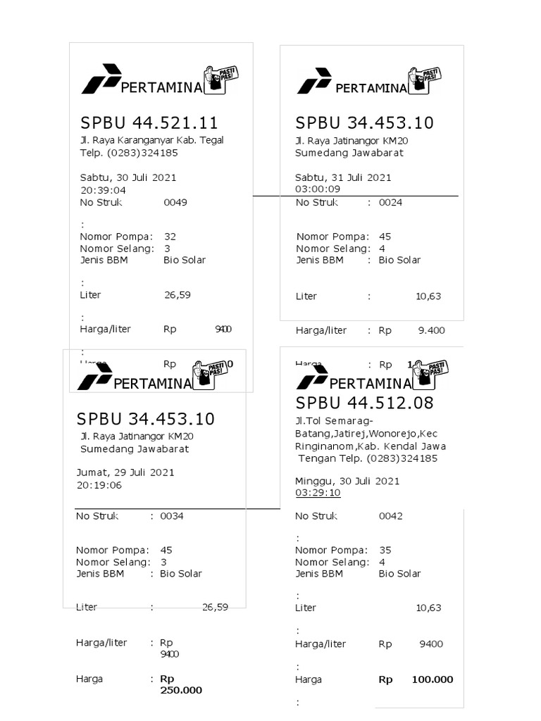 Struk Bensin Editan | PDF