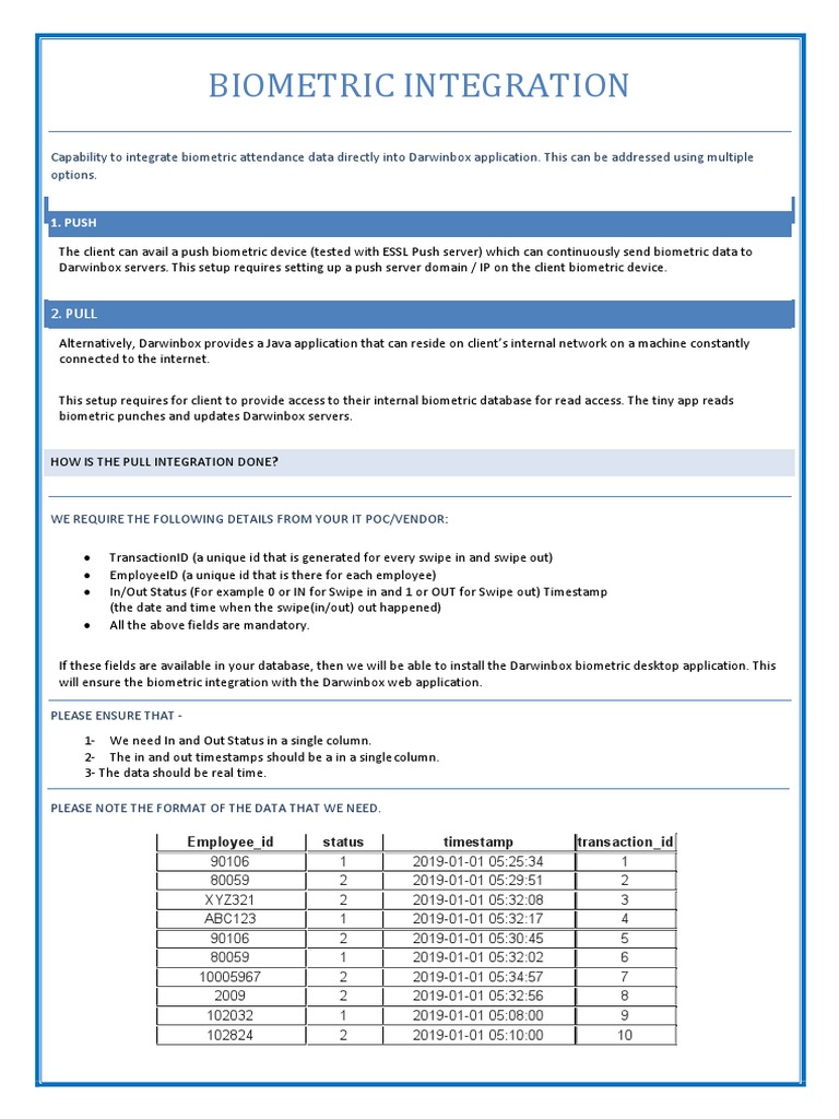 Biometric Integration with Darwinbox | PDF | Web Application | Server ...