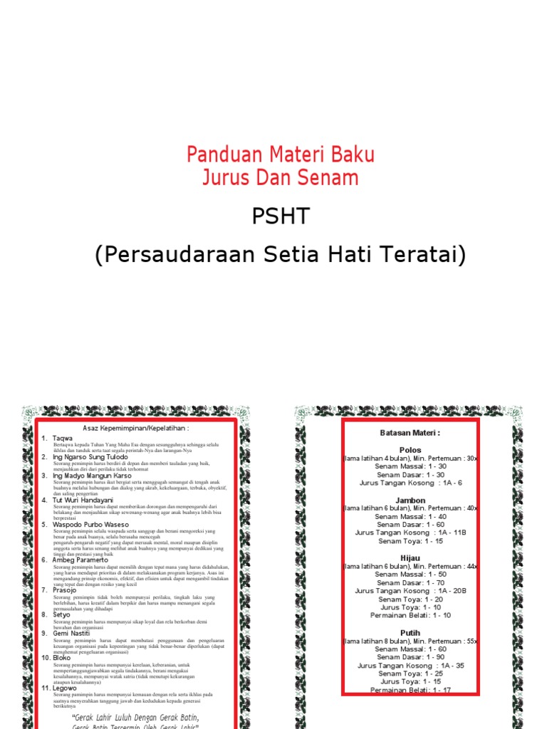 Buku Jurus Dan Senam PSHT | PDF