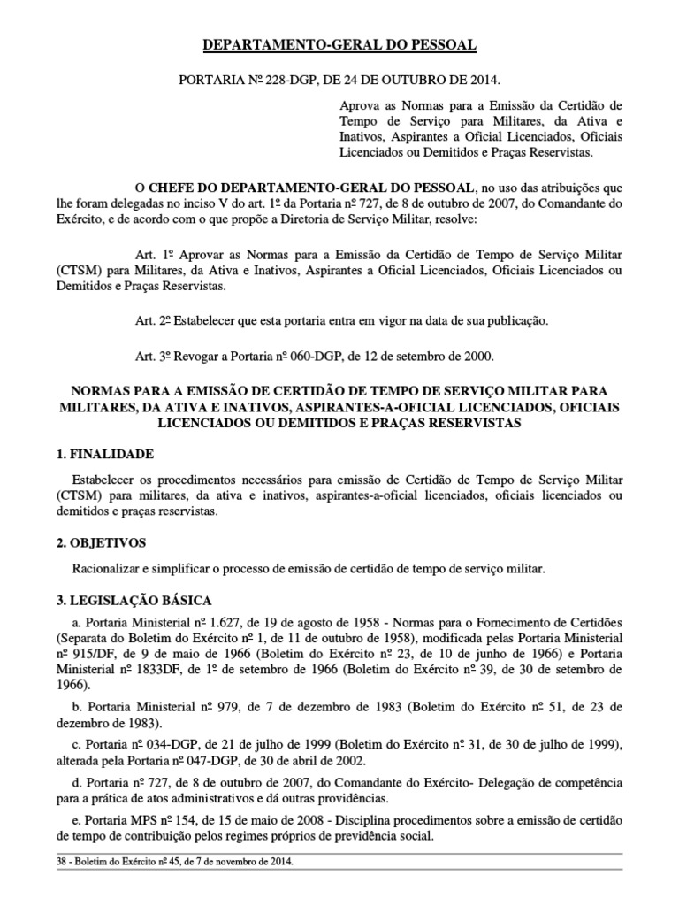 Portaria 228 DGP Emissão de CTSM | PDF | Conscrição | Sentença (jurídico)