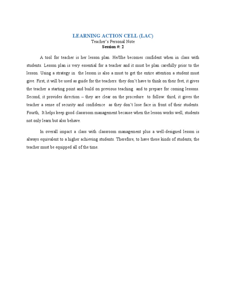 Learning Action Cell (Lac) : Session #: 2 | PDF