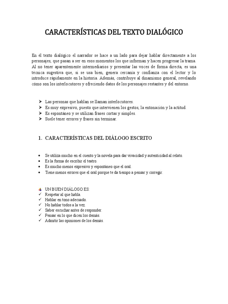 Características Del Texto Diálogico | PDF