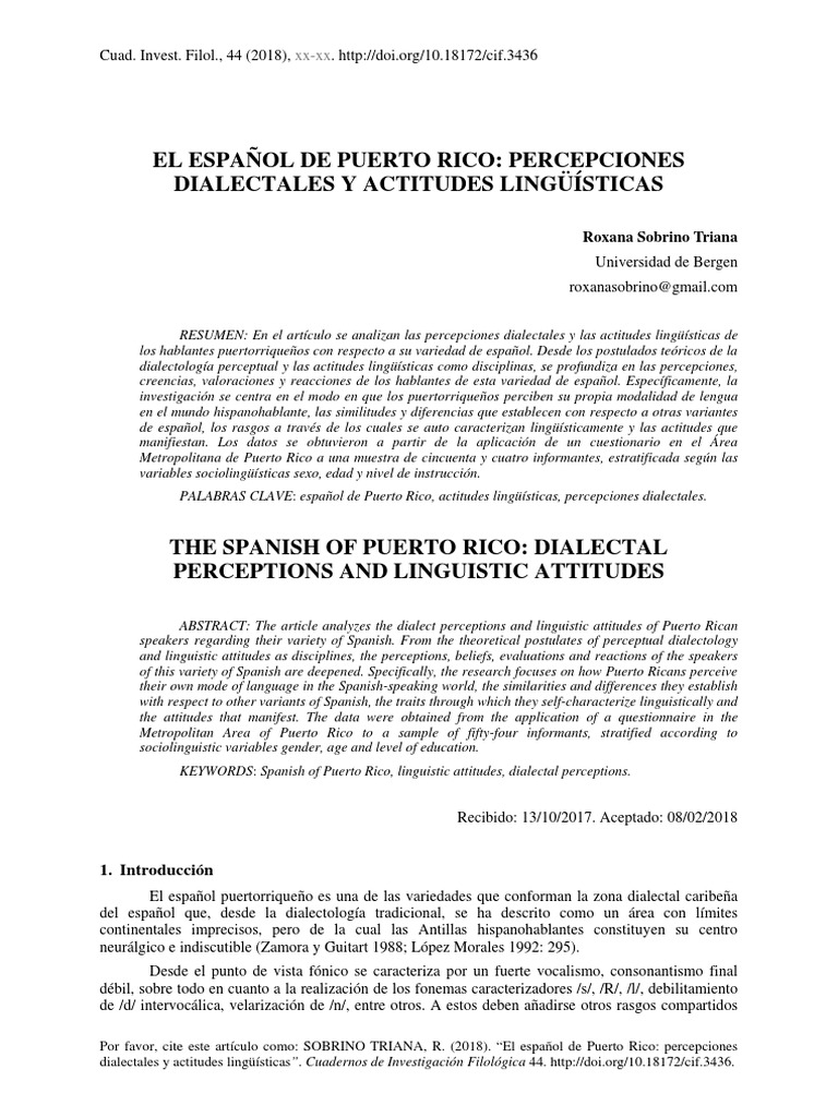 Pronunciación de la /r/ en Puerto Rico | PDF | Dialecto | Lingüística