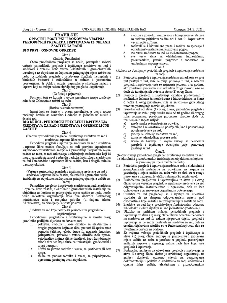 Pravilnik o Načinu, Postupku I Rokovima Vršenja Periodičnih Pregleda I ...