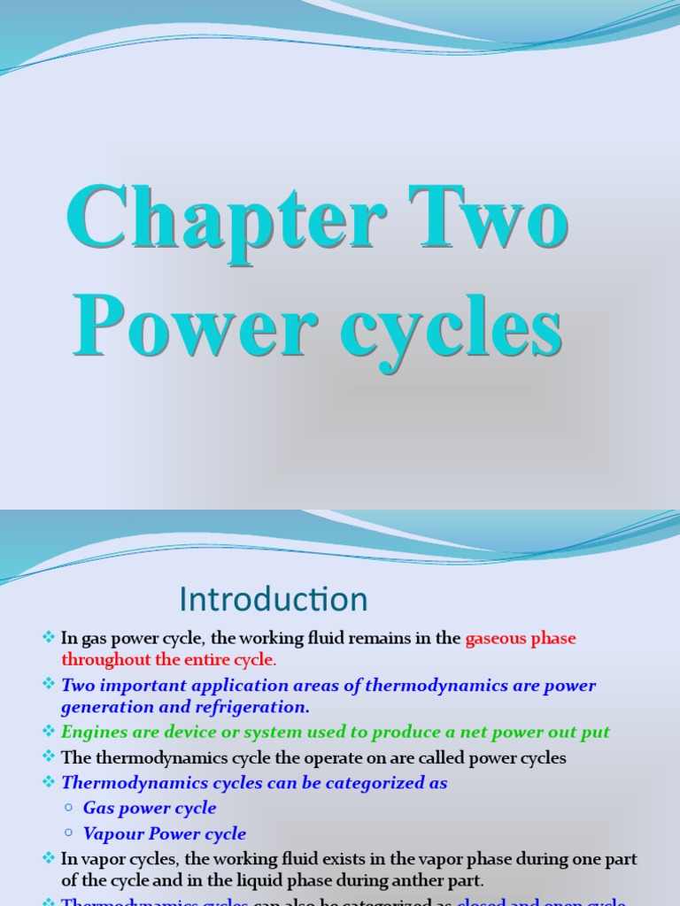 Chapter 2 Power Cycle | PDF | Steam | Engines