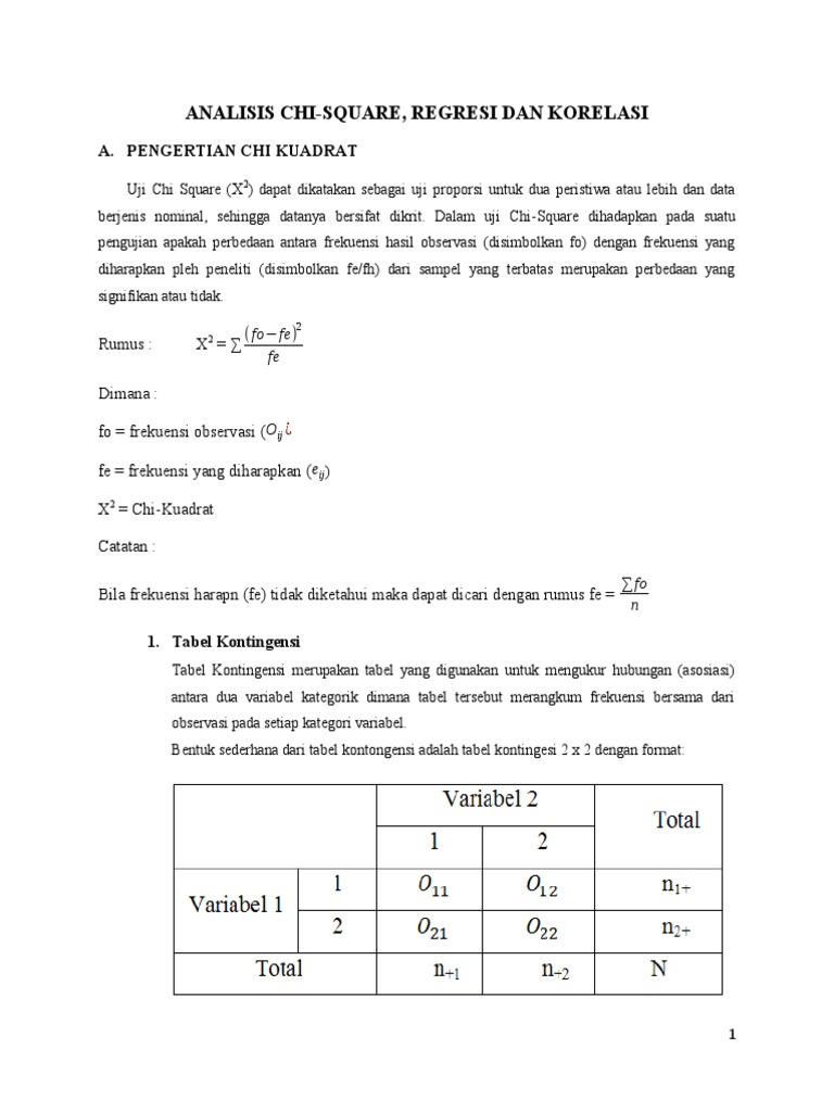 Statistika Bisnis Analisis Chi-Square, Regresi Dan Korelasi | PDF