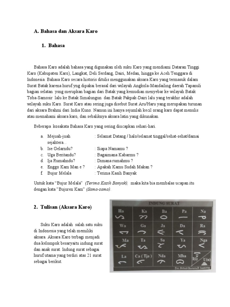 Bahasa Dan Aksara Karo | PDF