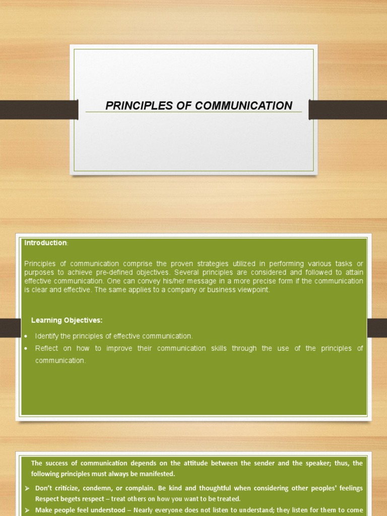 Week 5 6 Principles of Communication | PDF | Communication | Nonverbal ...