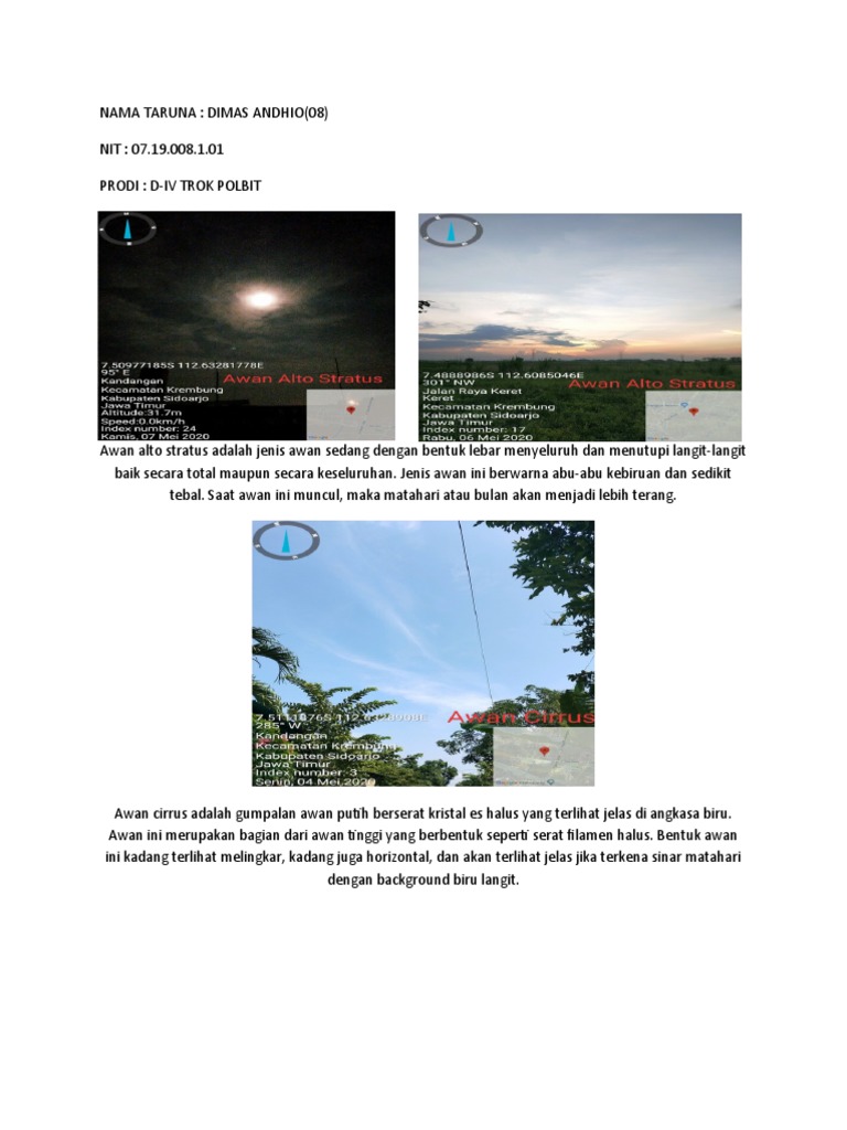 Nama Awan Dan Keterangannya | PDF