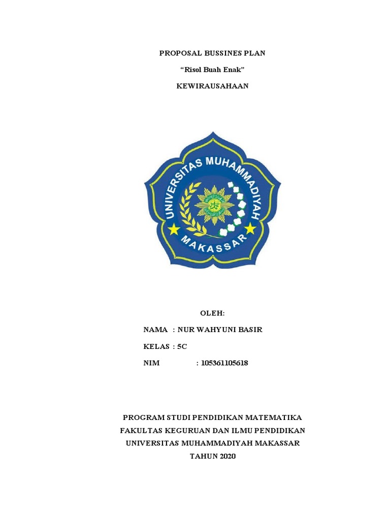 Proposal Bussines Plan - Nur Wahyuni Basir - 5c | PDF