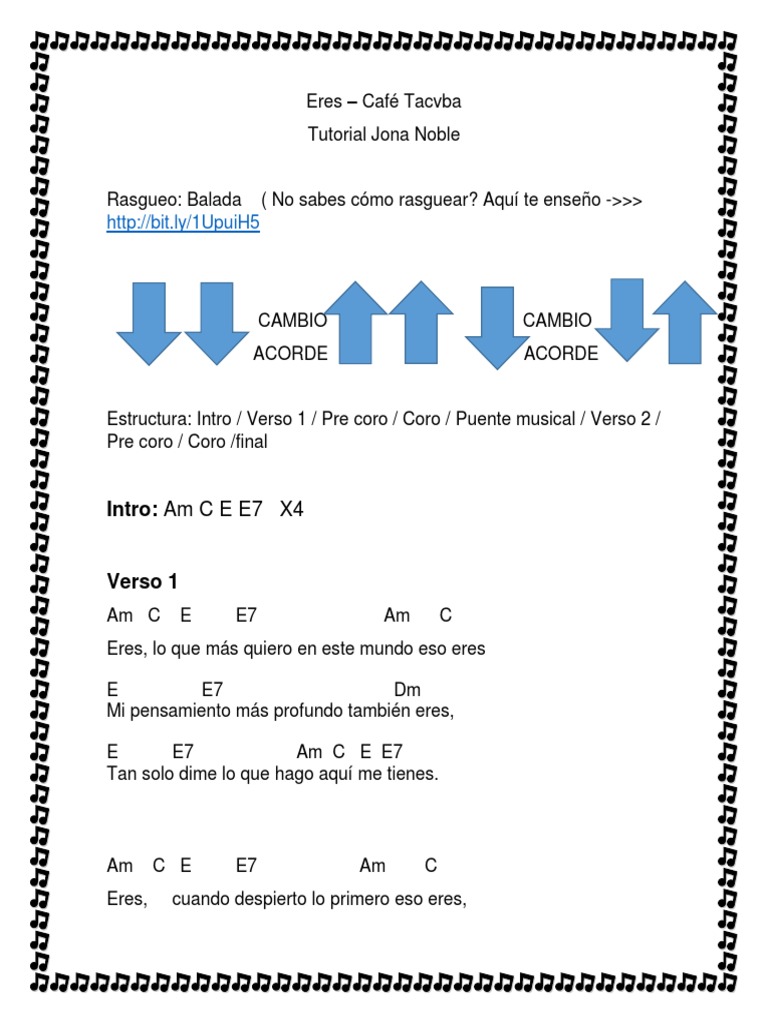 Acordes Eres Café Tacvba PDF | PDF