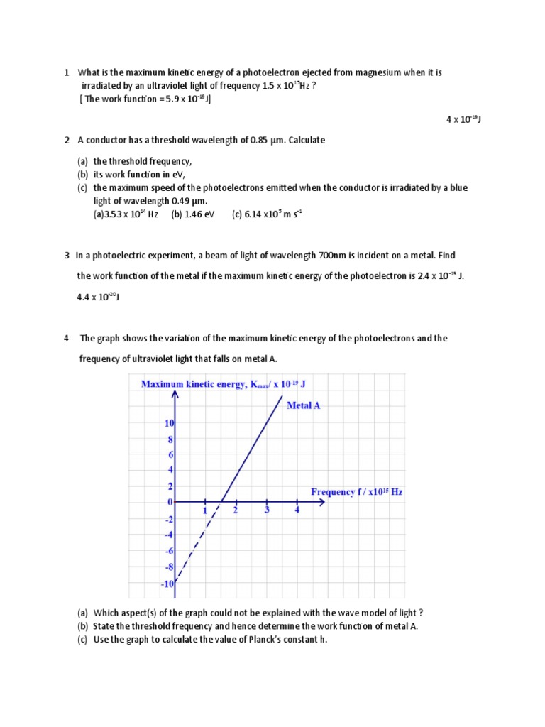 Physics Photoelectric Effect Quiz | PDF | Photoelectric Effect ...