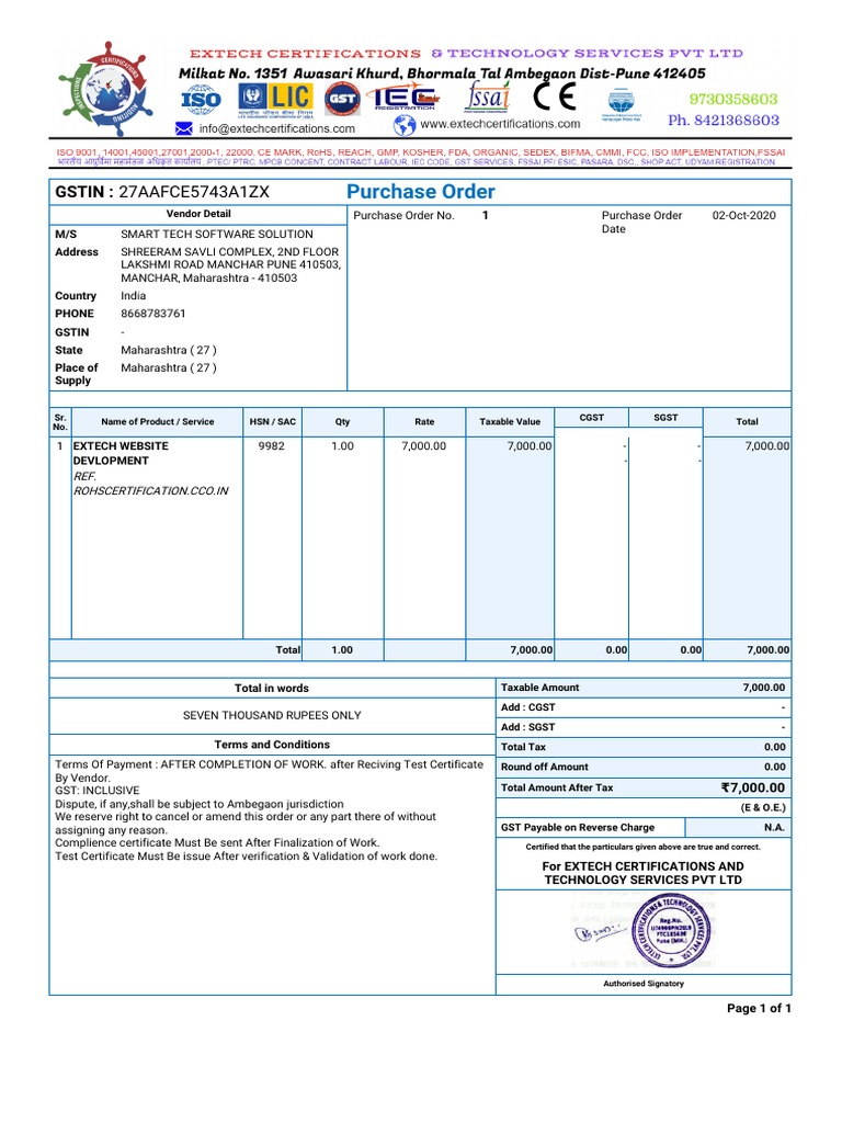 Purchaseorder - 1 Smart Tech Software Solution | PDF | Public Law ...