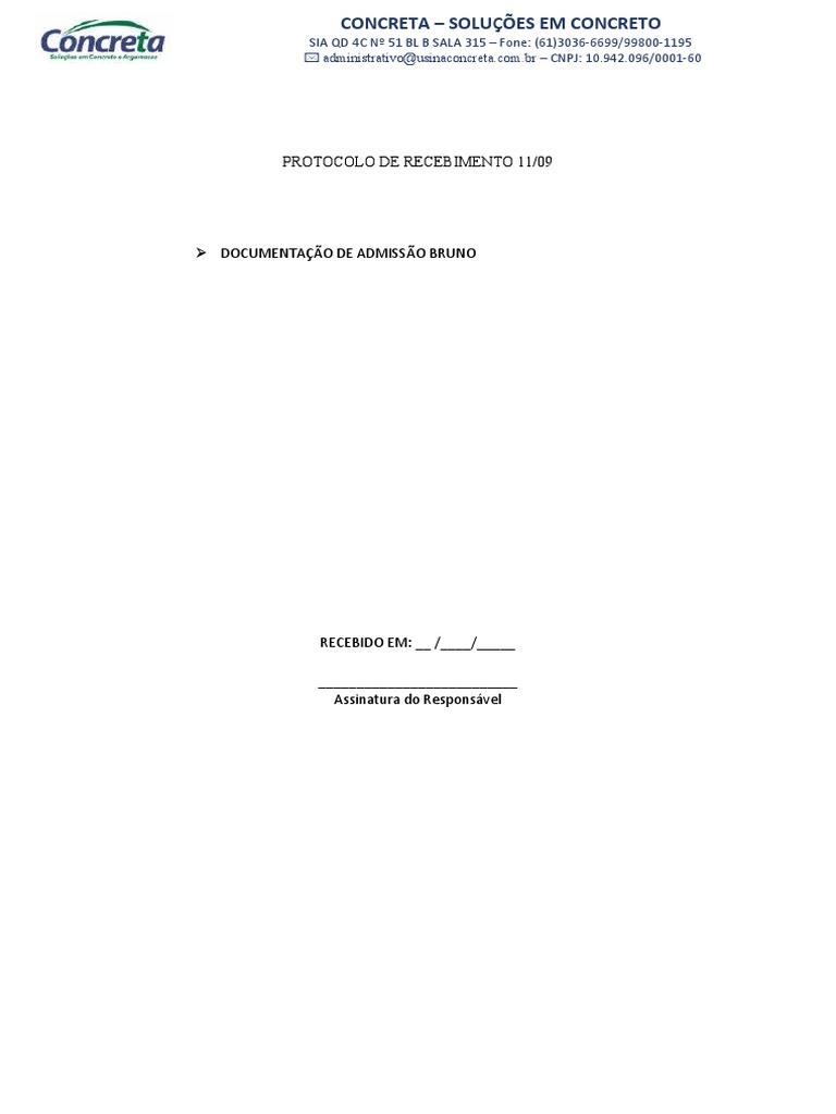 Protocolo de Recebimento e Envio de Documentos | PDF