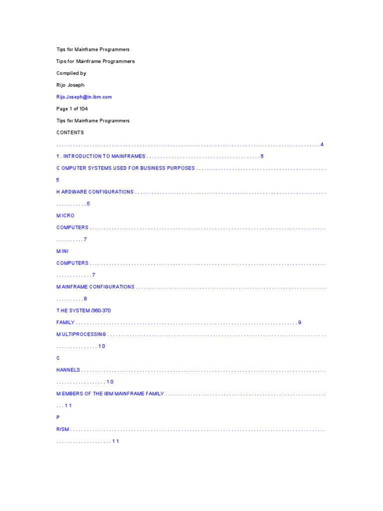 Tips For Mainframe Programmers | PDF | Microcomputers | Central ...