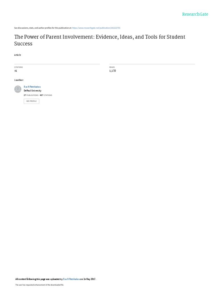 The Power of Parent InvolvementEvidenceIdeas and Tools For Student ...