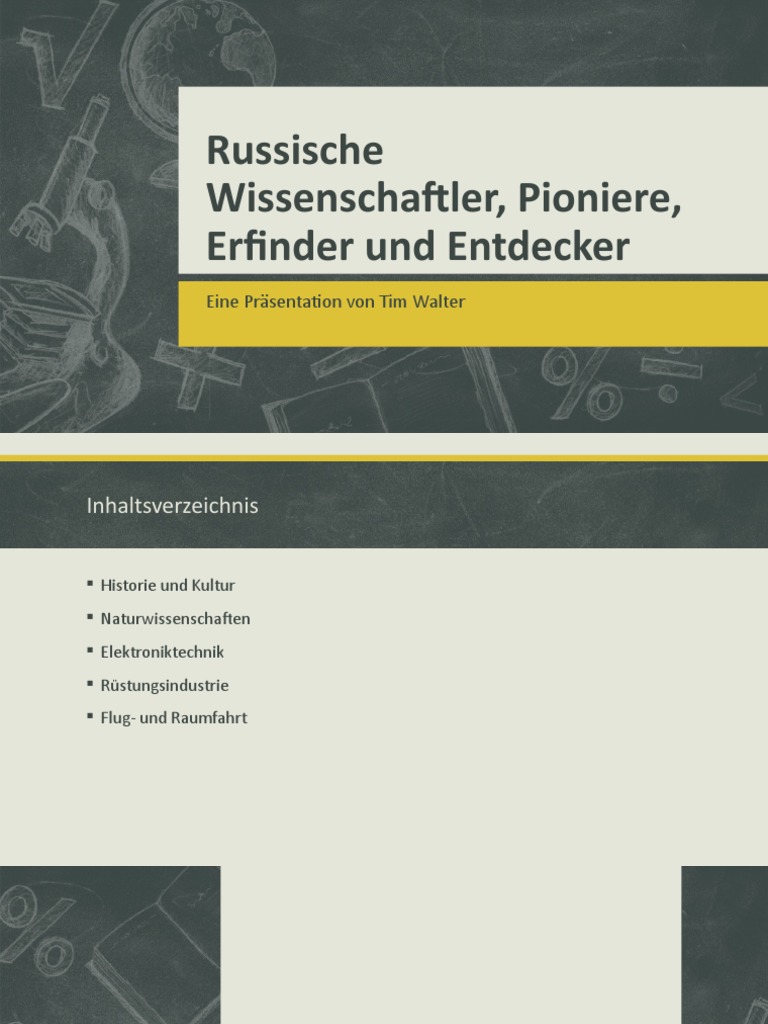 Russische Wissenschaftler, Pioniere, Erfinder Und Entdecker | PDF