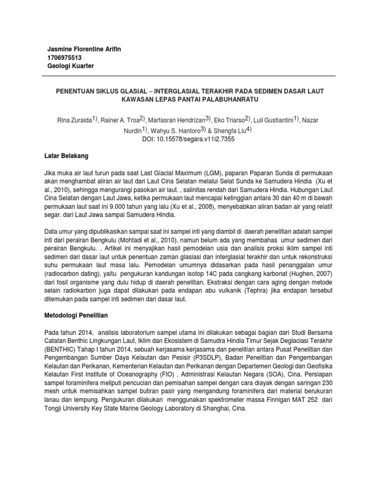 Jasmine Florentine Arifin - Jasmine Florentine - Tugas 1 Geologi Kuarter | PDF