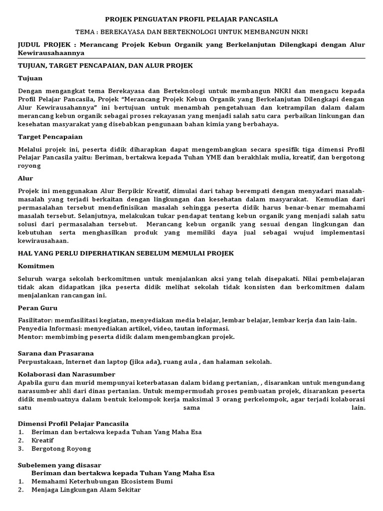 Projek Penguatan Profil Pelajar Pancasila-1 | PDF