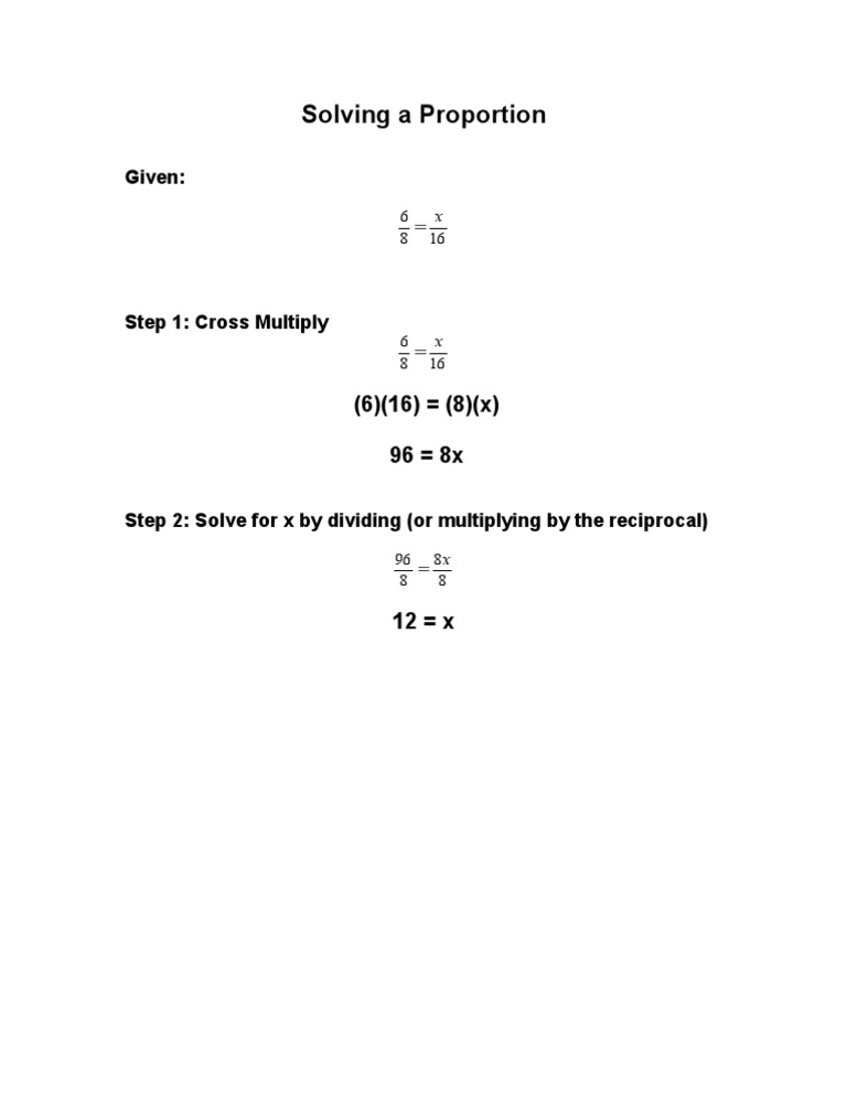 Solving Proportions Step-by-Step | PDF | Teaching Methods & Materials