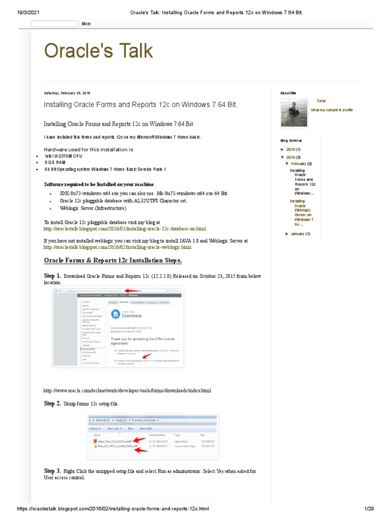 Step By Step Instructions For Installing Oracle Forms And Reports 12c On Windows 7 64 Bit Pdf 6694