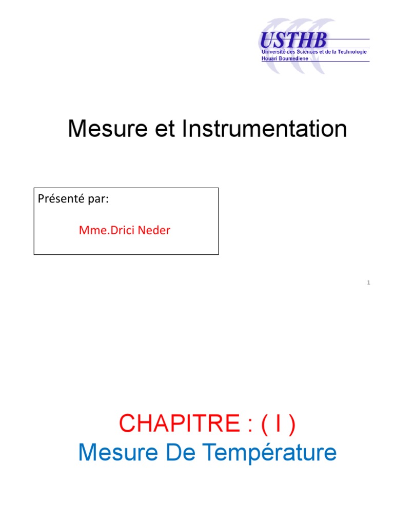 Mesure de La La Température | PDF | Thermomètre | Température
