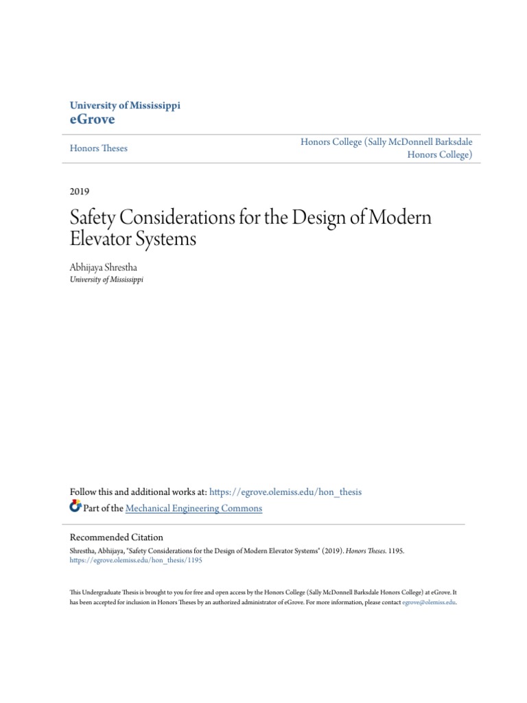Safety Considerations For The Design of Modern Elevator Systems | PDF ...