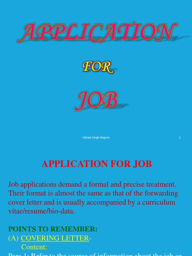 XII W.S. PPT of JOB APPLICATION | PDF