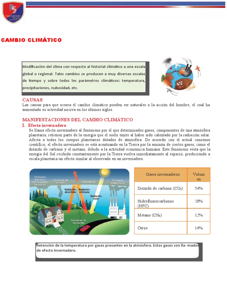 Ficha Cambio Climatico | PDF | Gases de efecto invernadero | Dióxido de ...