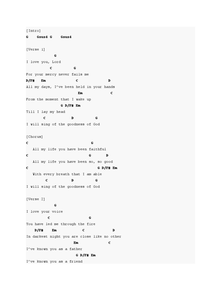 Goodness Of God Chords Goodness Of God | Bethel Music Jenn Johnson