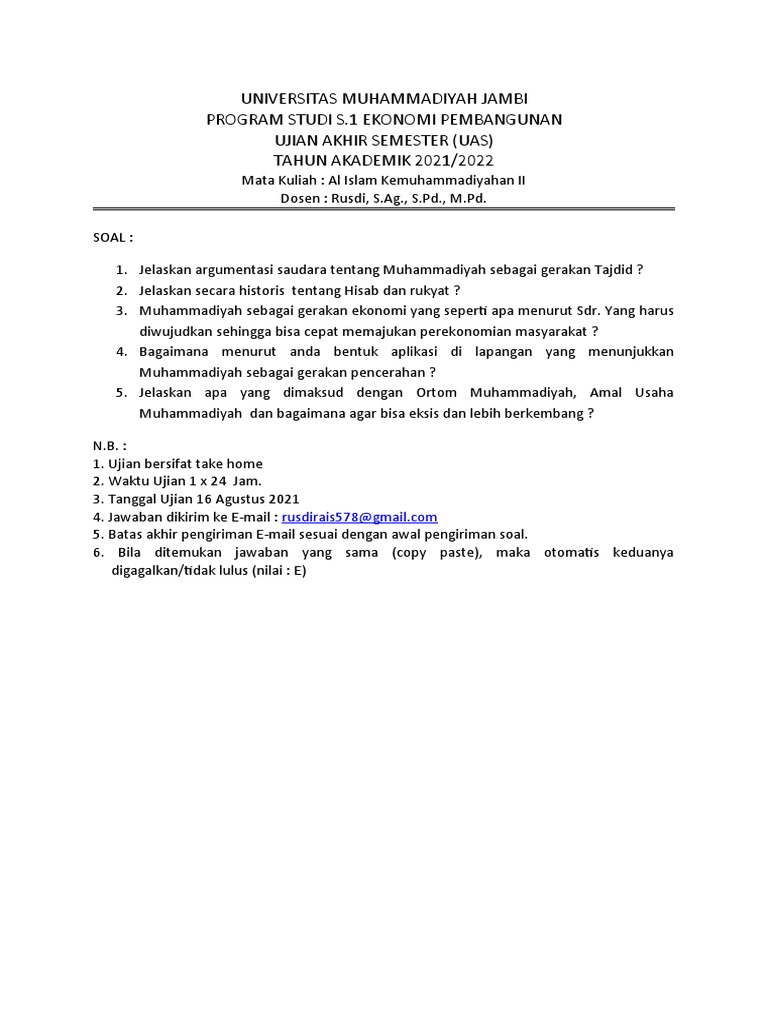 Soal UAS AIK II | PDF