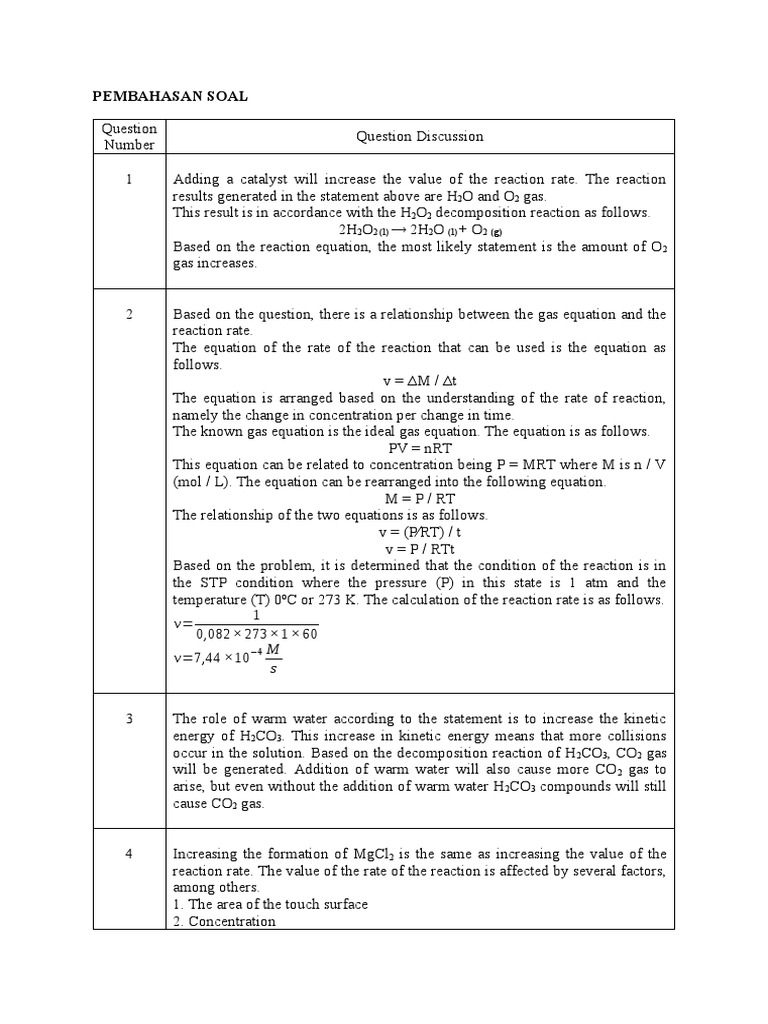 Pembahasan Soal | PDF | Reaction Rate | Chemical Kinetics