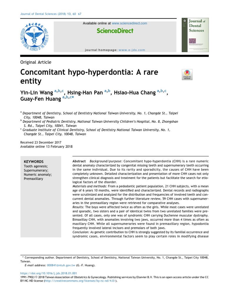 Concomitant Hypo-Hyperdontia. A Rare | PDF | Tooth | Human Tooth