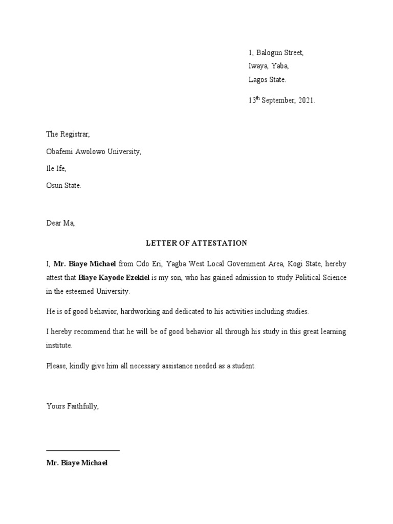 Kay Attestation Letter | PDF