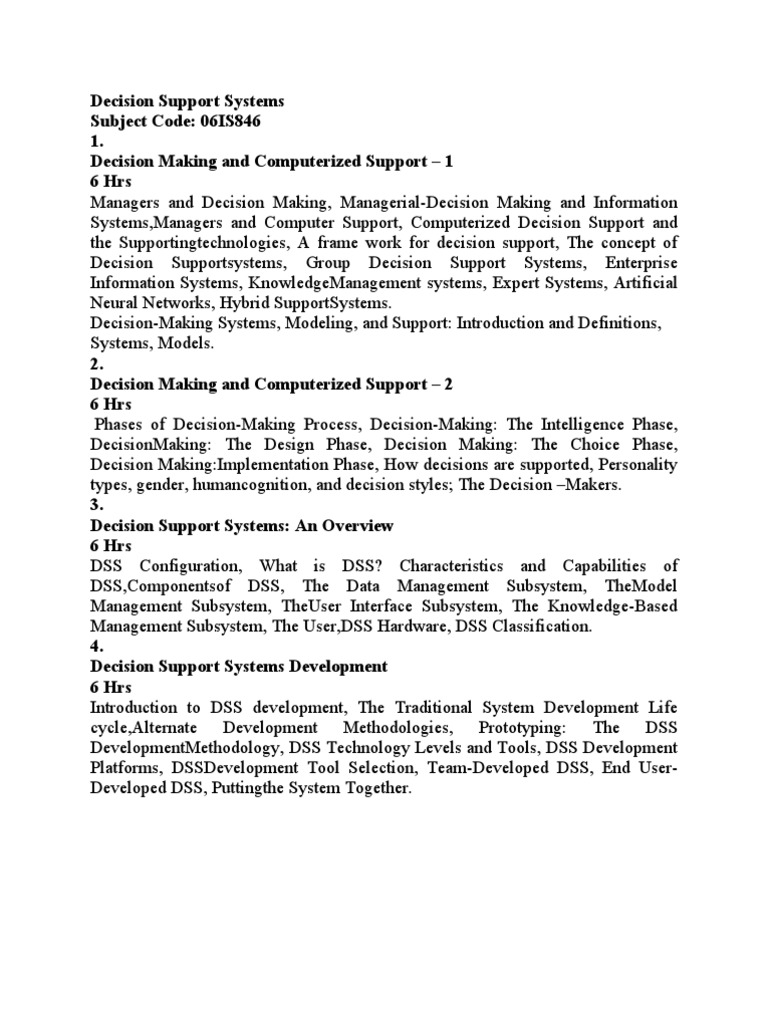 Decision Support Systems | PDF | Decision Support System | System