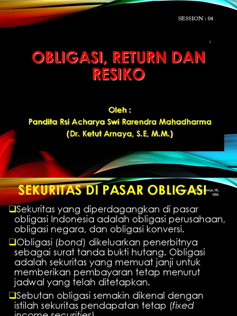 Sessi 04 - Obligasi, Return Dan Resiko | PDF
