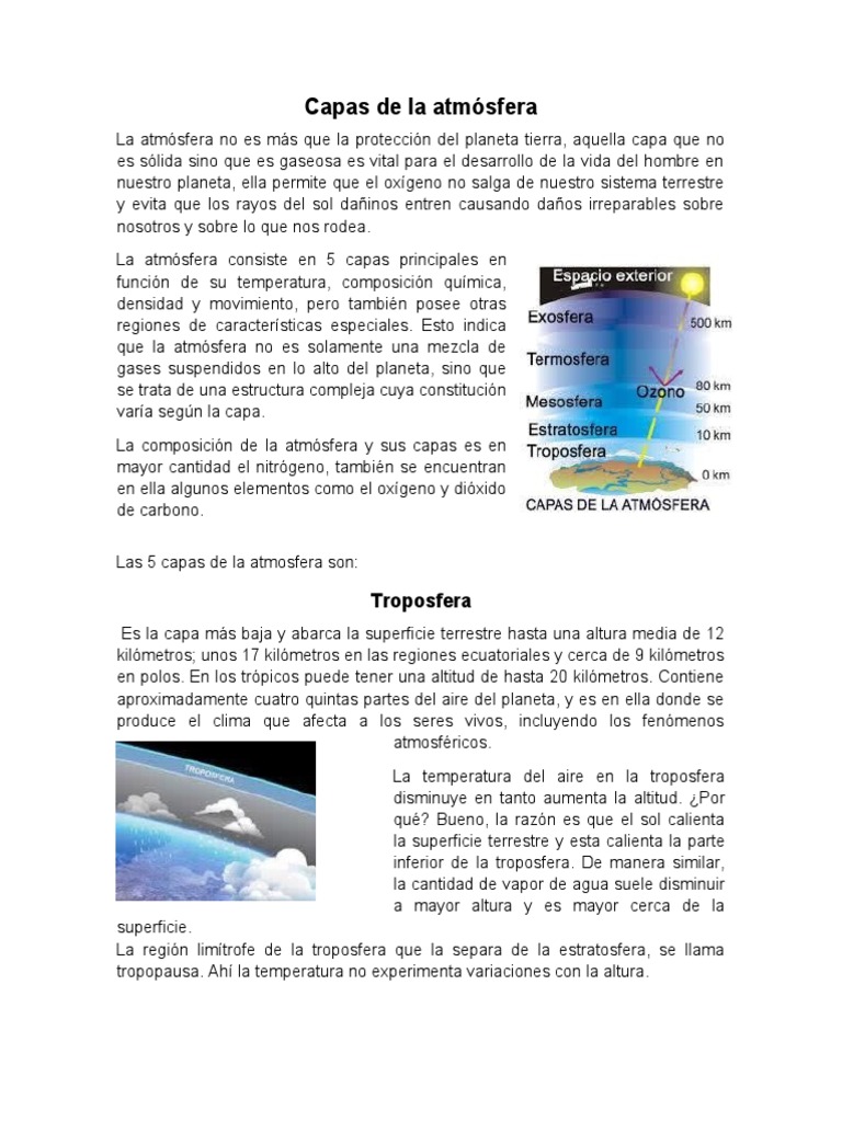 Capas de La Atmosfera | PDF | Atmósfera | Atmósfera de tierra