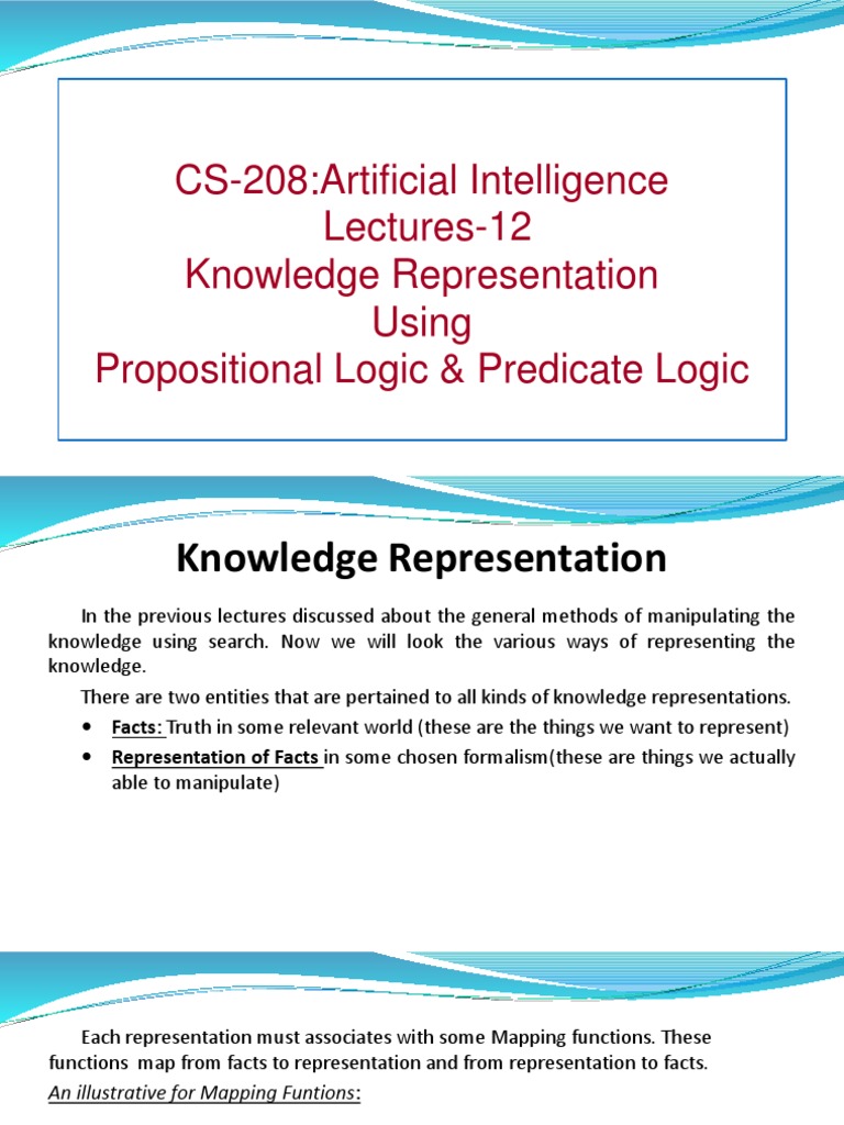 AI L-12 Knowledge Representation | PDF | Knowledge Representation And Reasoning | Reason