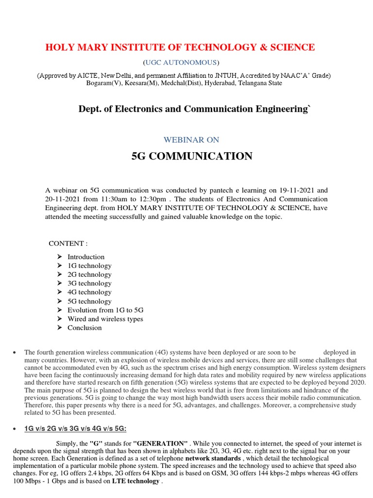 Webinar Report | PDF | 4 G | 3 G