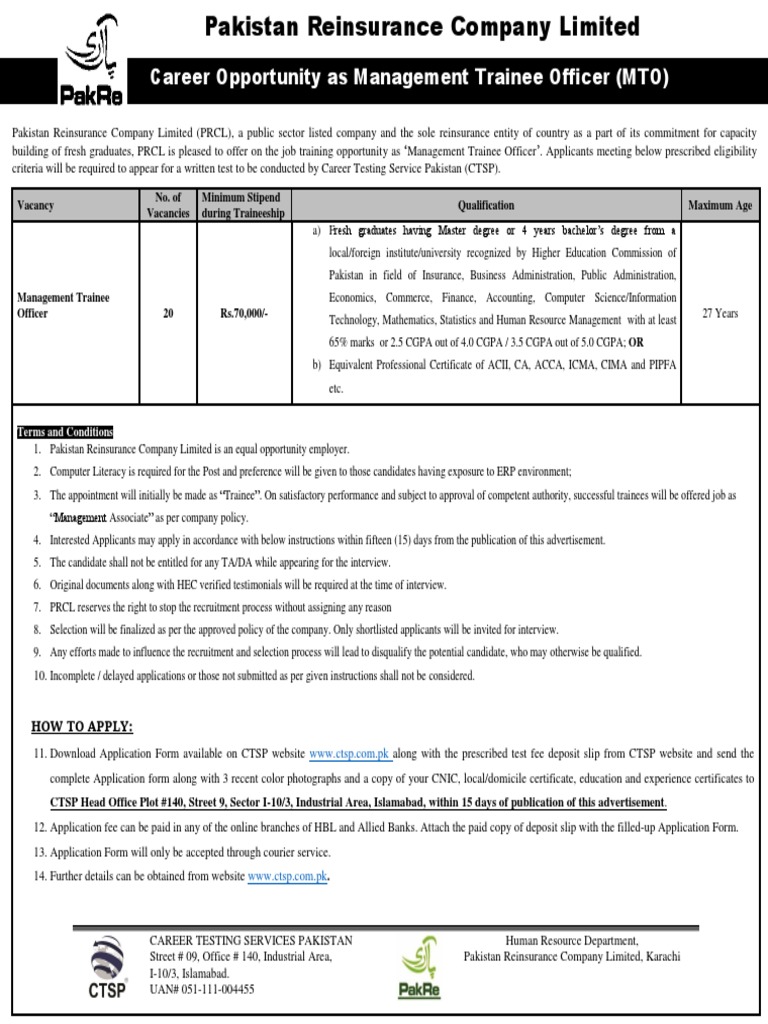 Career Opportunity MTO | PDF | Academic Degree | Reinsurance